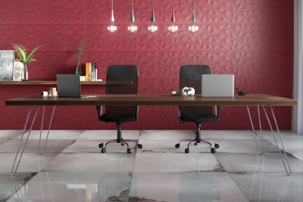 Revestimento Cerâmico Poligon Vermelho Acetinado 45x120 Cm 1,62 M² ...